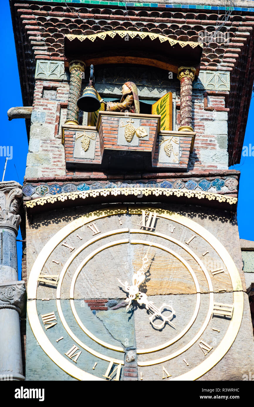 Famous falling clock tower in old town of Tbilisi, Georgia Stock Photo ...