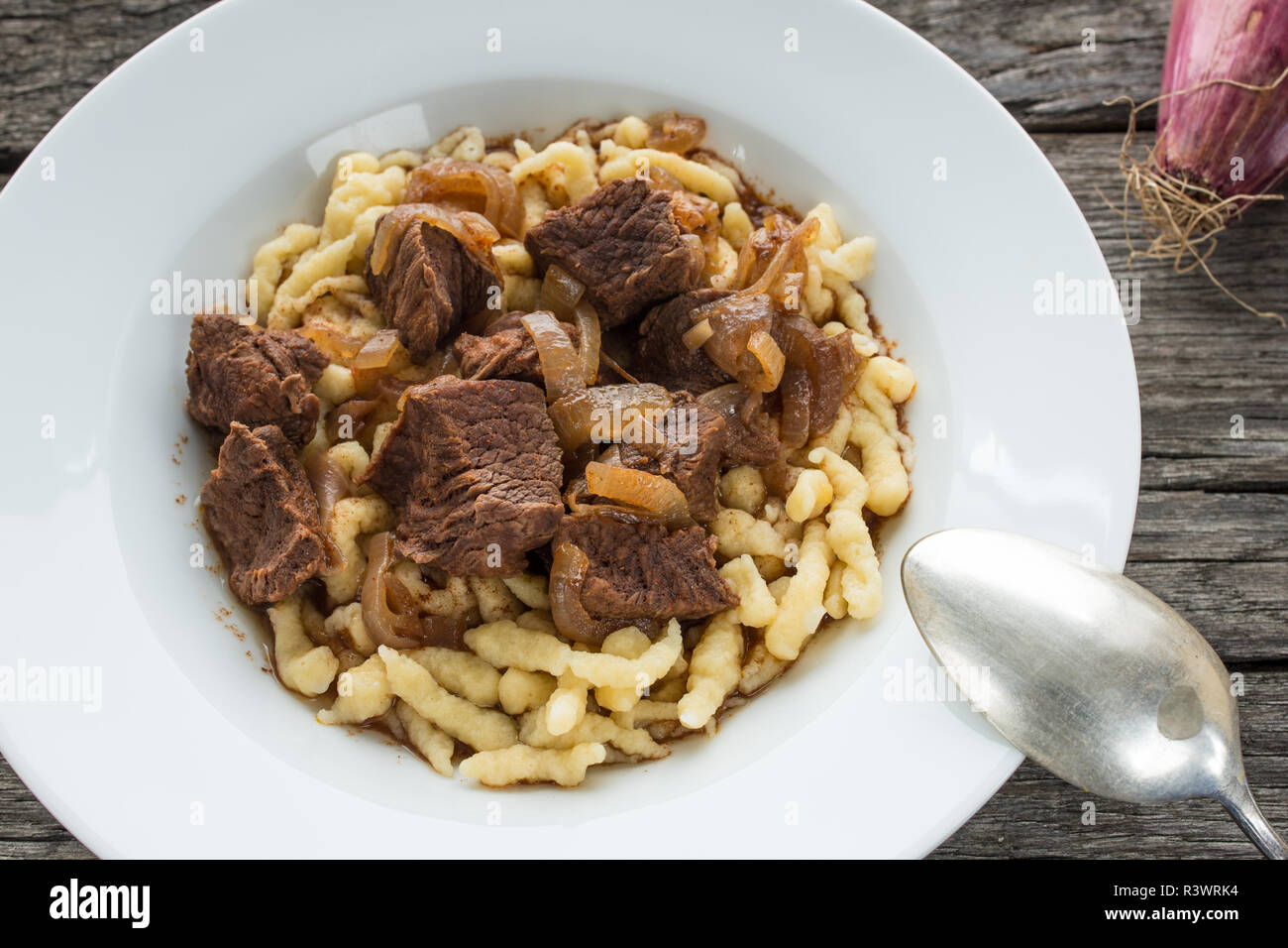 beef goulash with spaetzle Stock Photo - Alamy