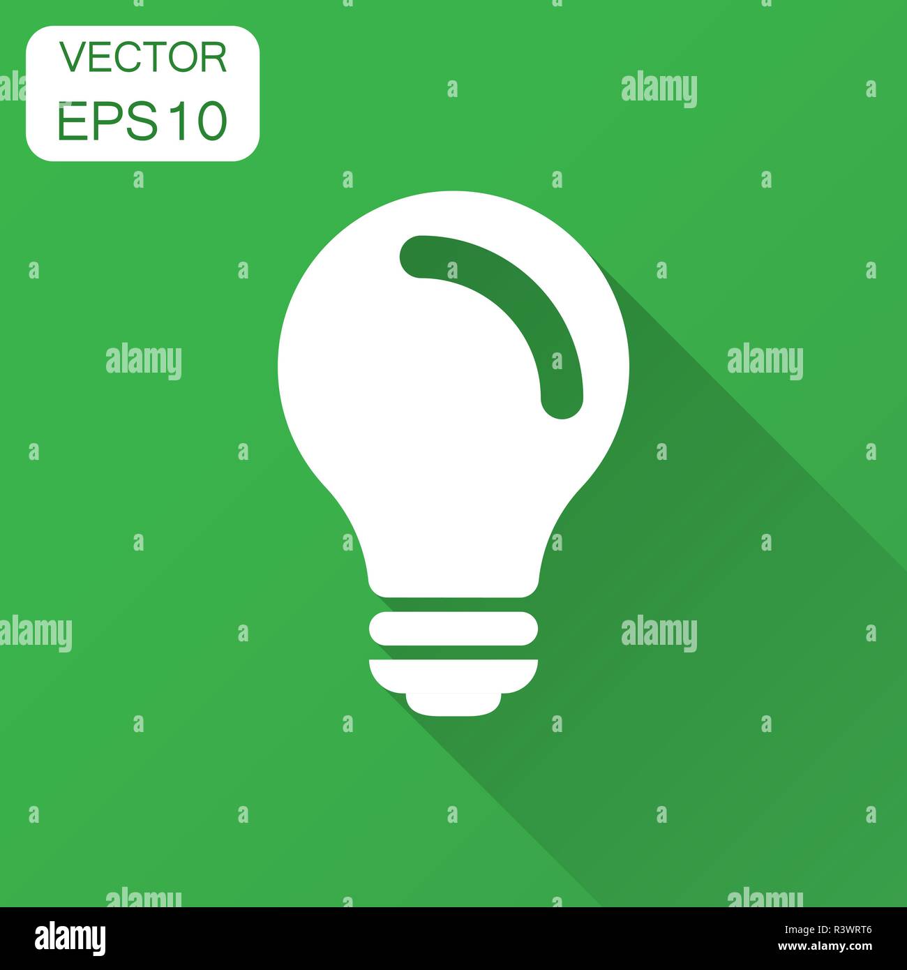 Light bulb icon in flat style. Lightbulb vector illustration with long ...
