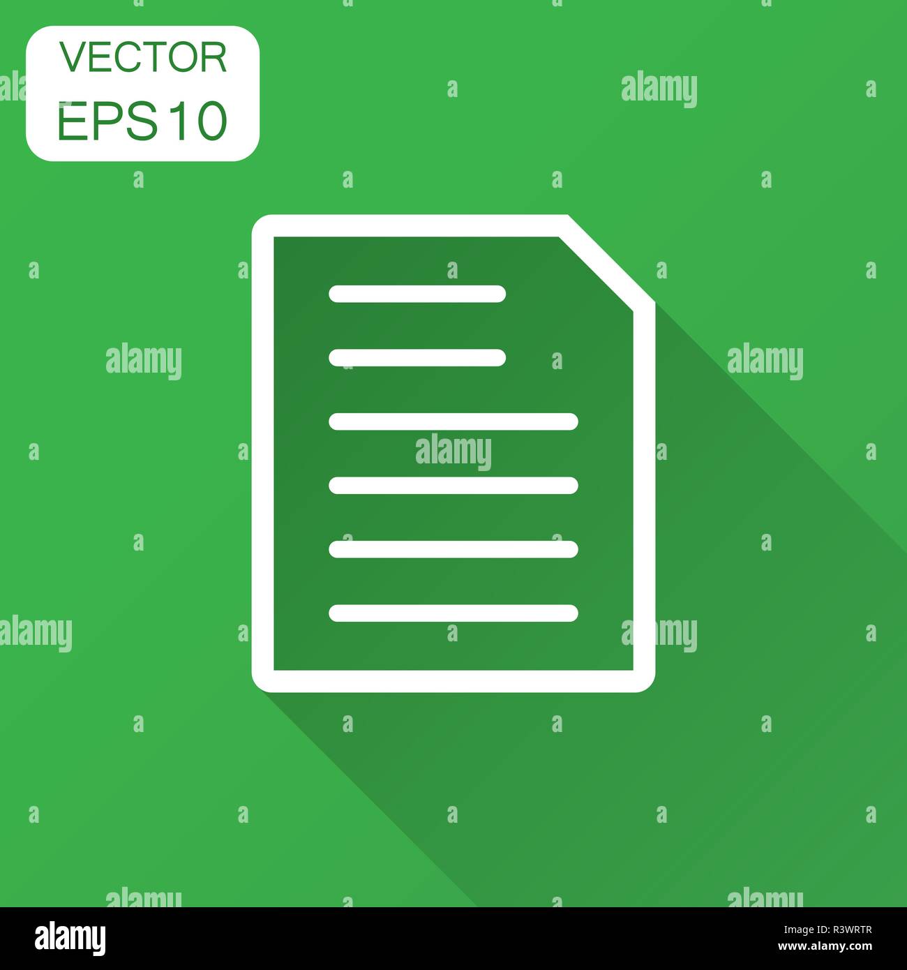 Document note icon in flat style. Paper sheet vector illustration with ...