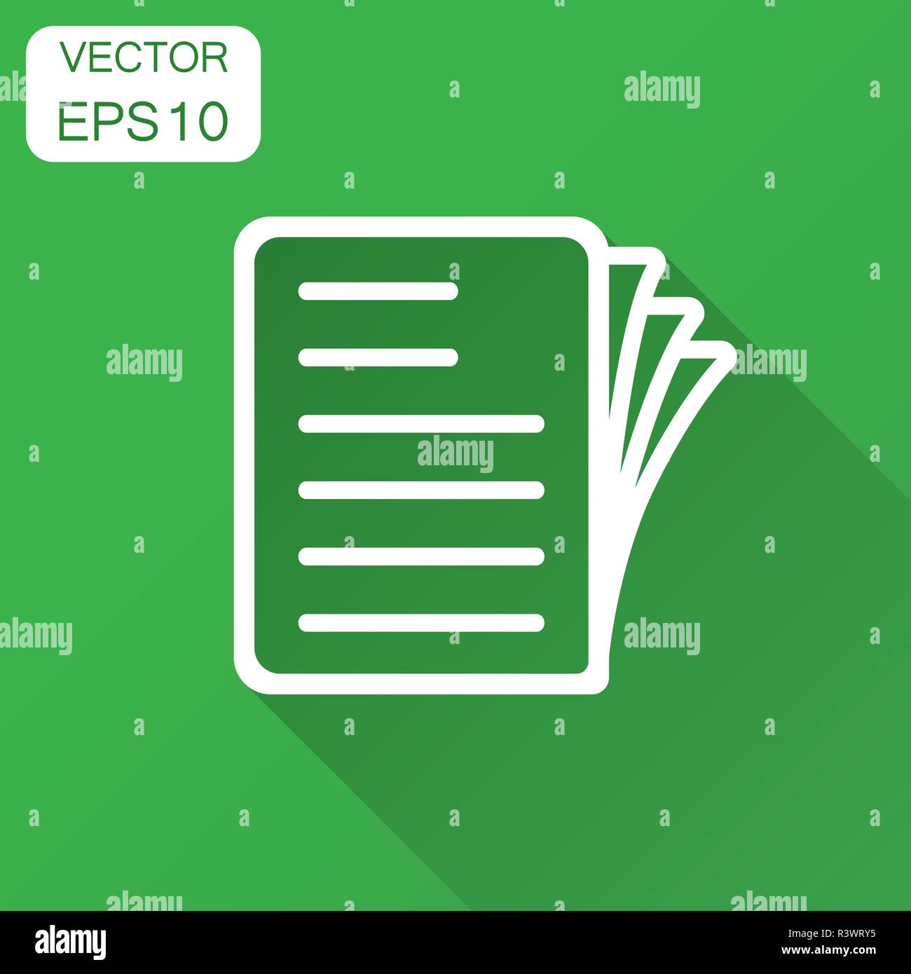 Document note icon in flat style. Paper sheet vector illustration with ...