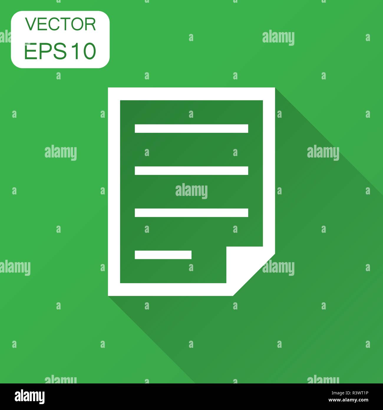 Document note icon in flat style. Paper sheet vector illustration with ...