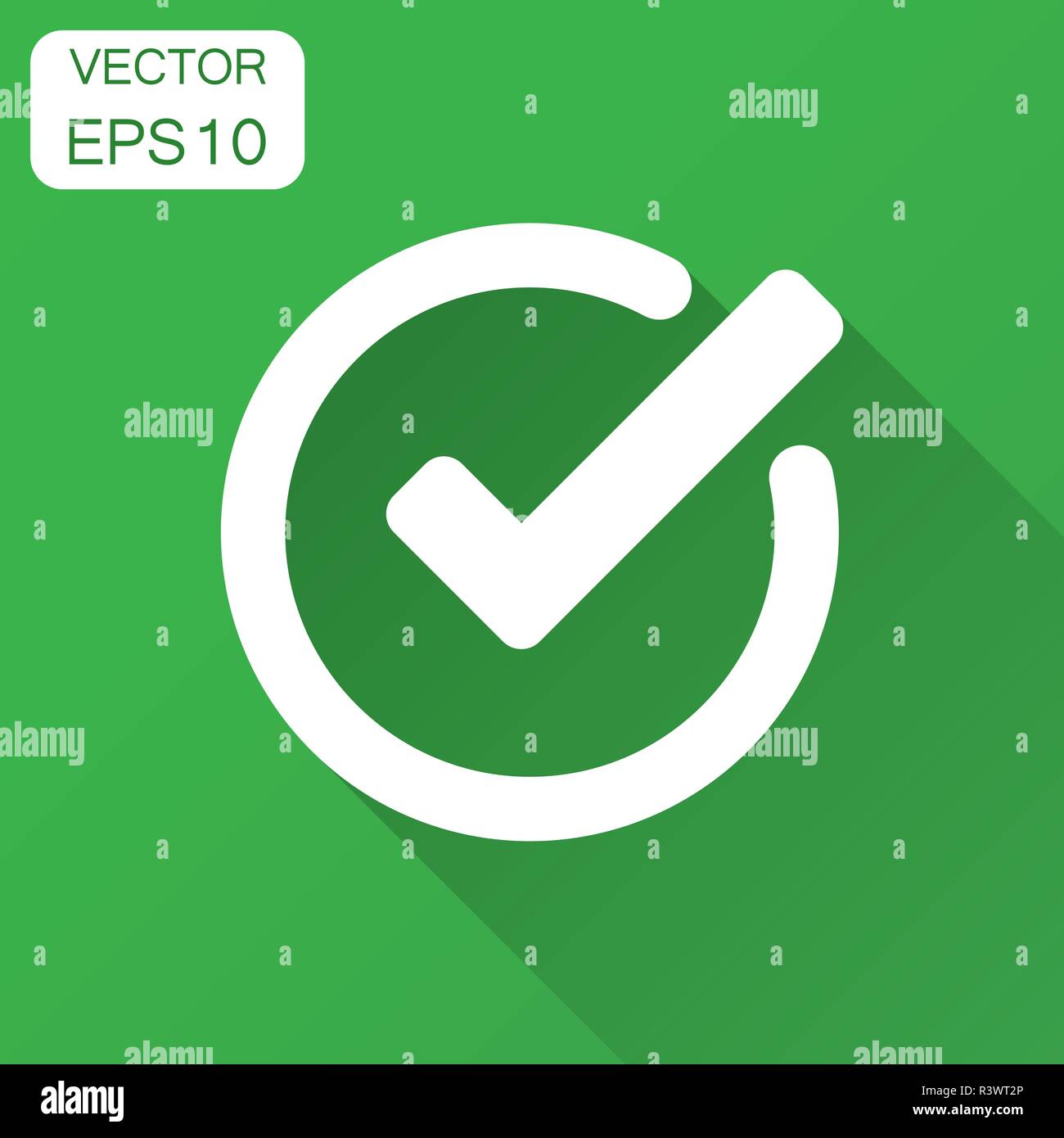 Check mark icon in flat style. Ok, accept vector illustration with long ...