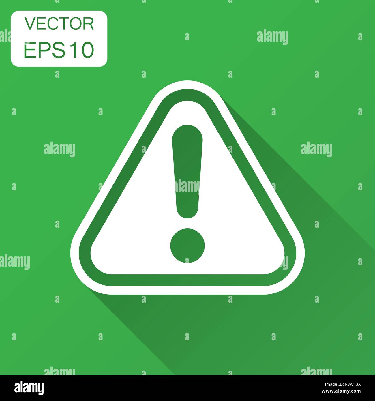 Exclamation mark icon in flat style. Danger alarm vector illustration ...