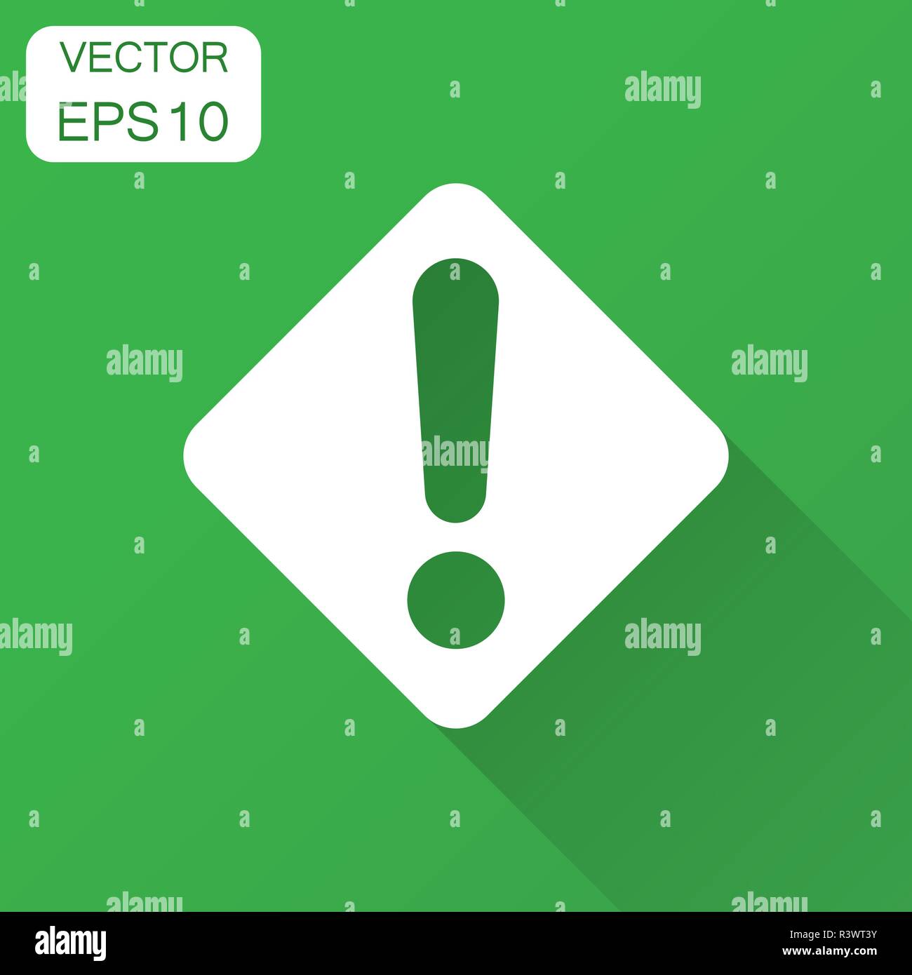 Exclamation mark icon in flat style. Danger alarm vector illustration ...