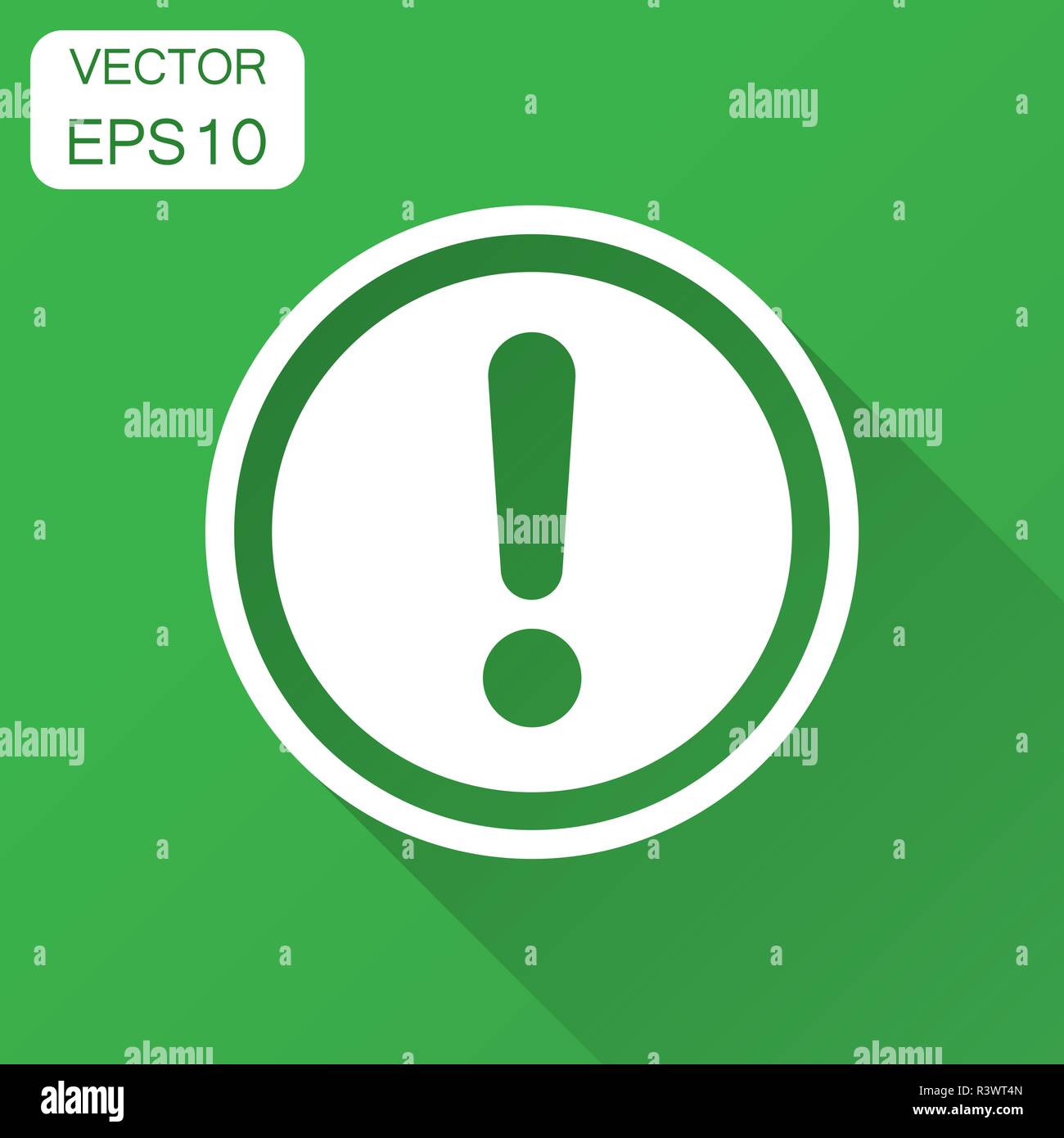 Exclamation mark icon in flat style. Danger alarm vector illustration ...