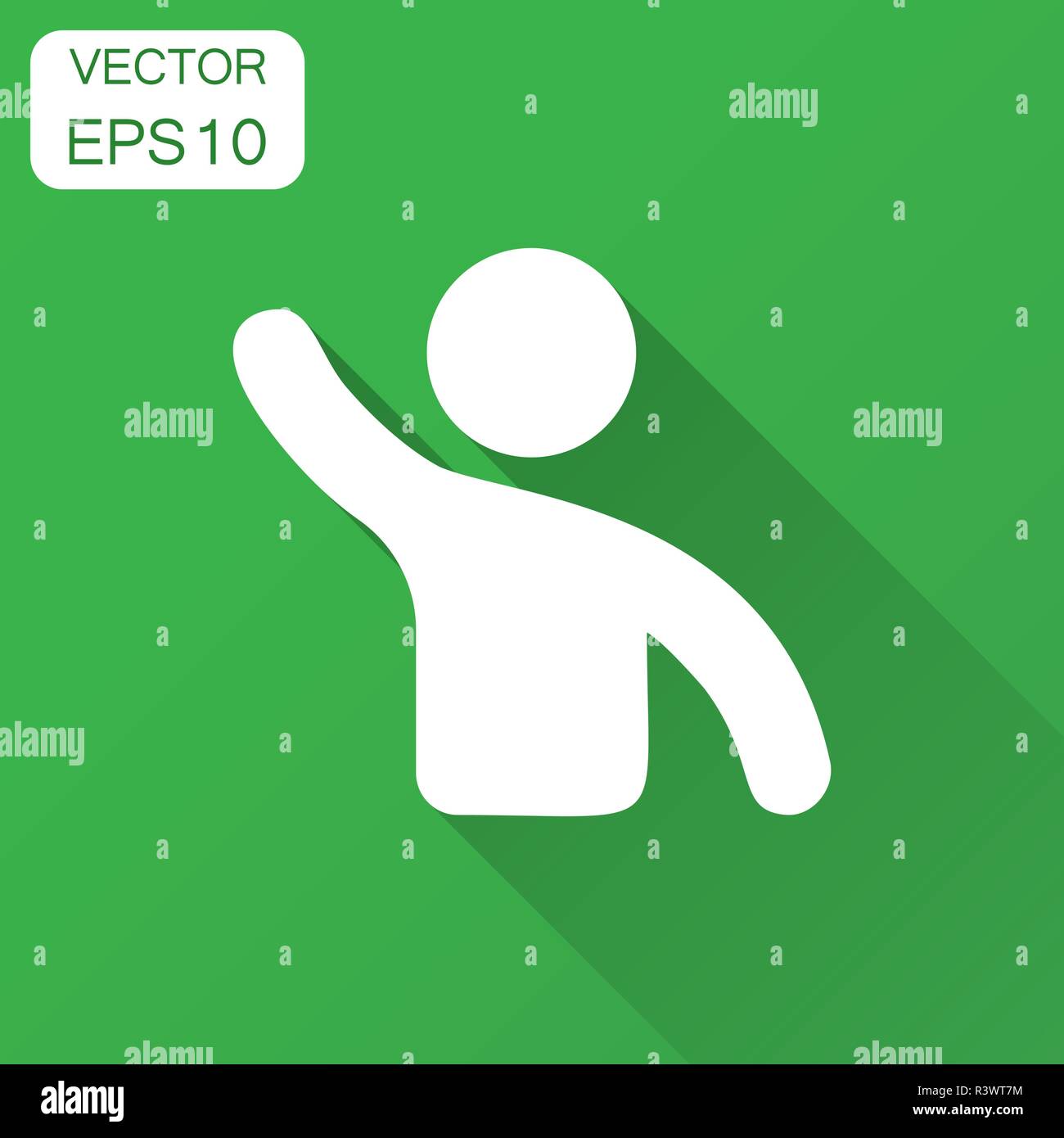 People greeting with hand up icon in flat style. Person gesture vector ...