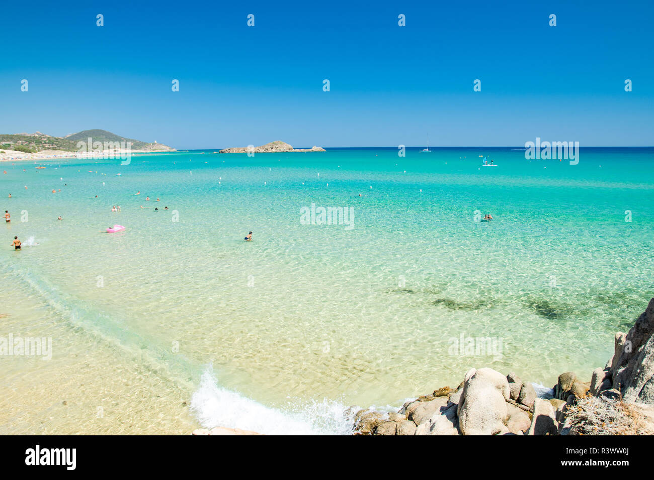 Panorama of the wonderful beaches of Chia, Sardinia, Italy Stock Photo ...