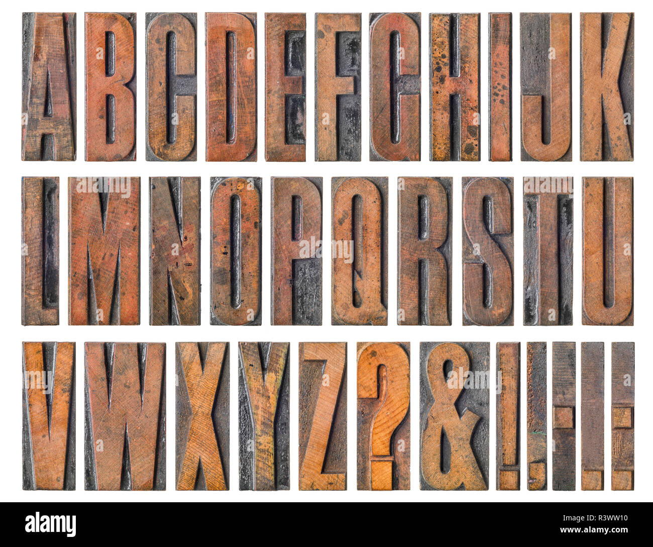 old wooden letters - alphabet Stock Photo - Alamy
