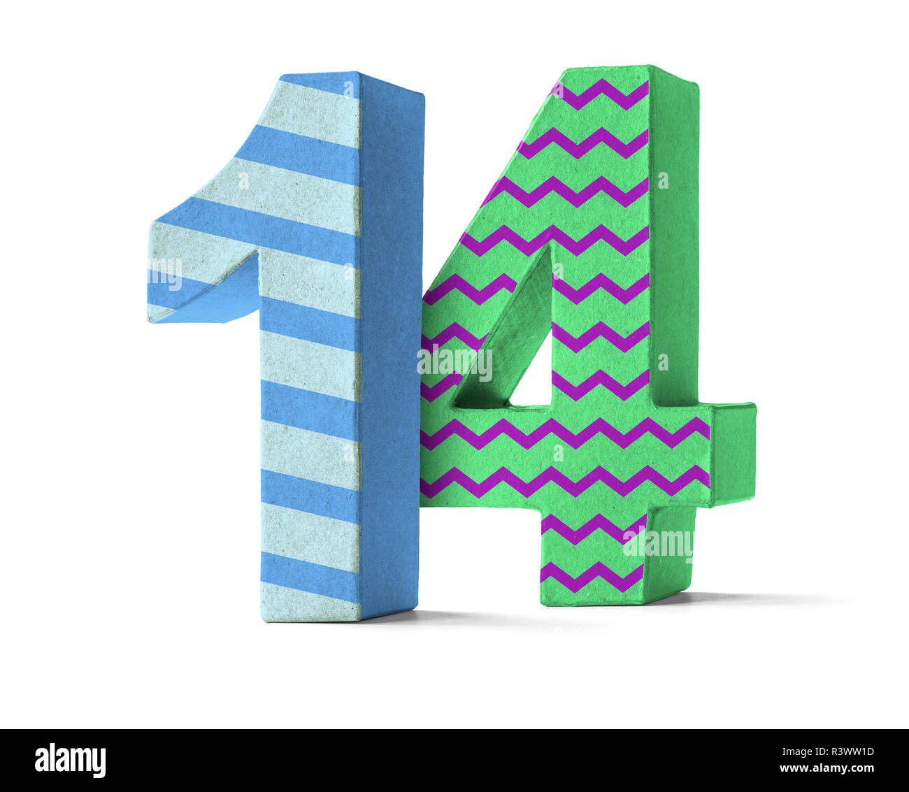 colorful number of cardboard - number 14 Stock Photo - Alamy