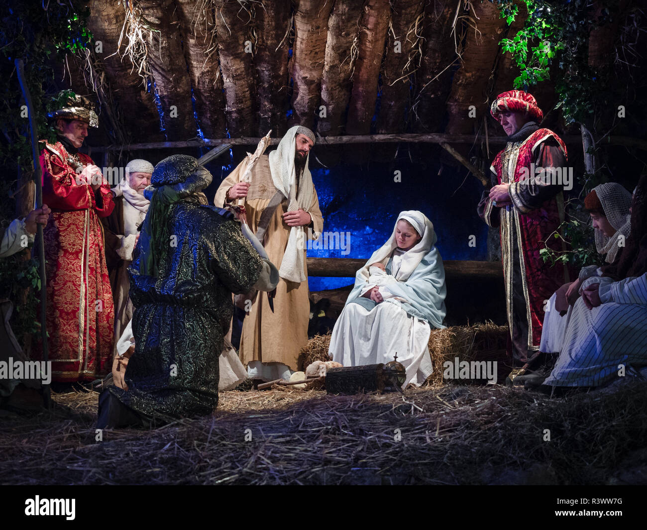 Villaga, Italy - December 30, 2017: Representation of the nativity ...