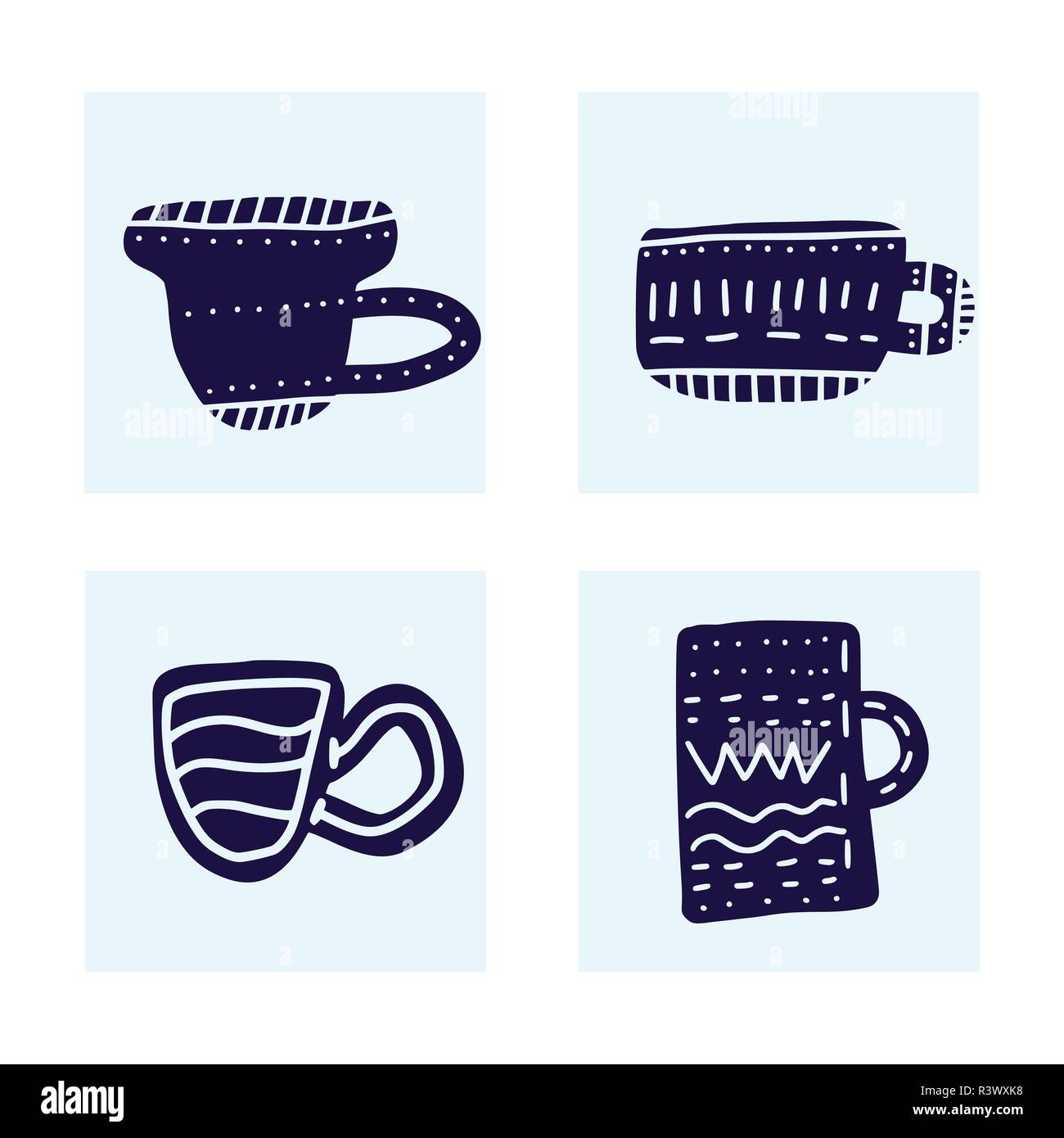 Set of mugs with decoration. Vector illustration Stock Vector Image ...