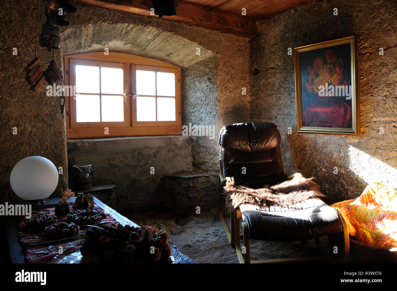 Switzerland: old farm houses in the swiss alps have very thick stone ...