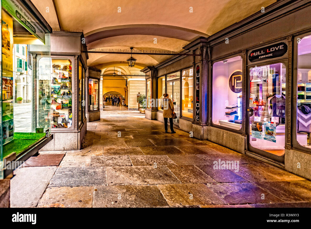 Italy Piedmont Cuneo Via Roma arcade Stock Photo - Alamy