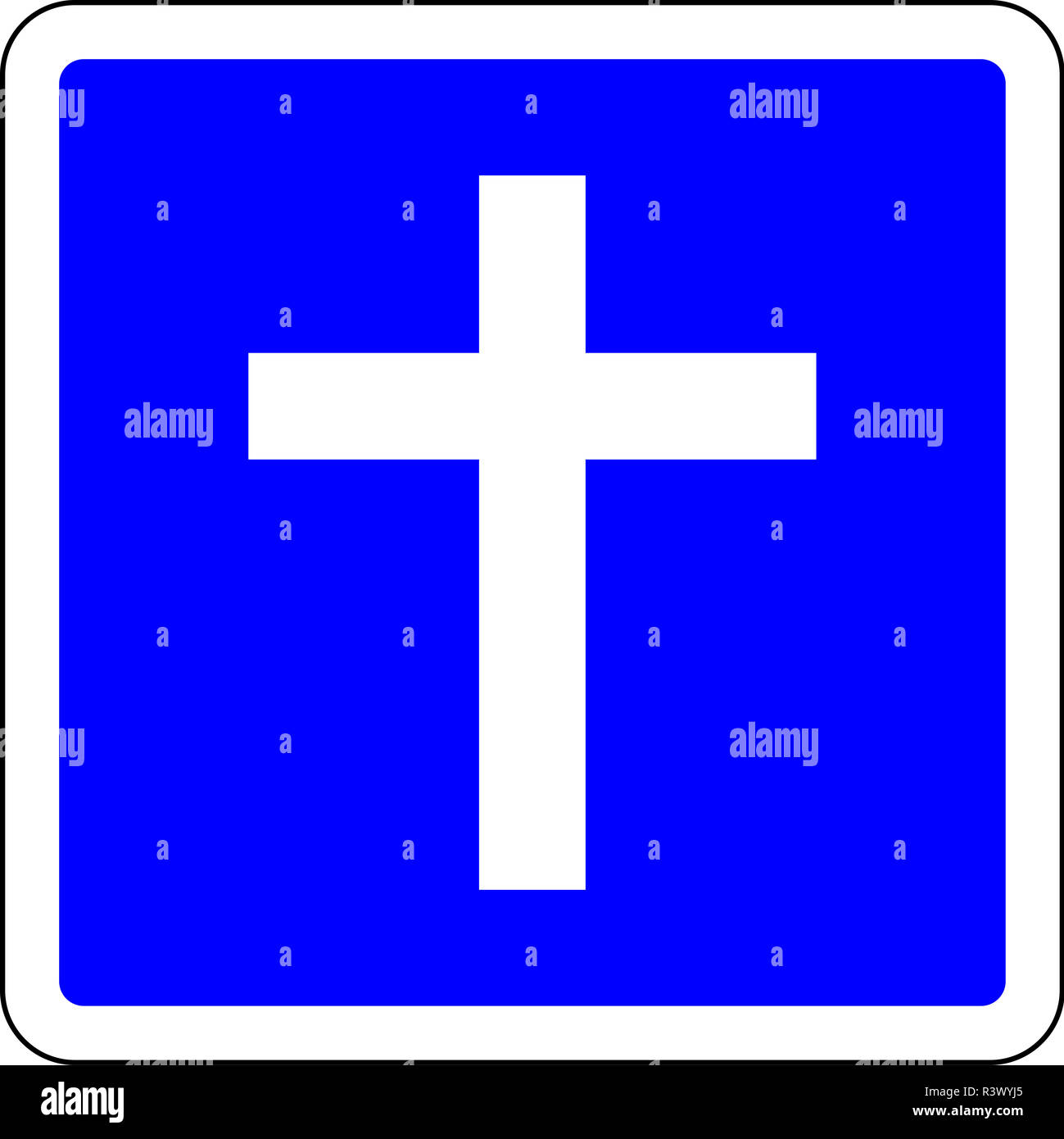 Christian religion allowed blue sign Stock Photo - Alamy
