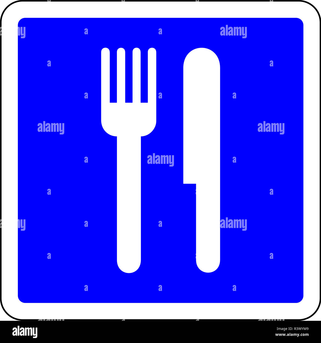 Eating allowed blue sign Stock Photo - Alamy