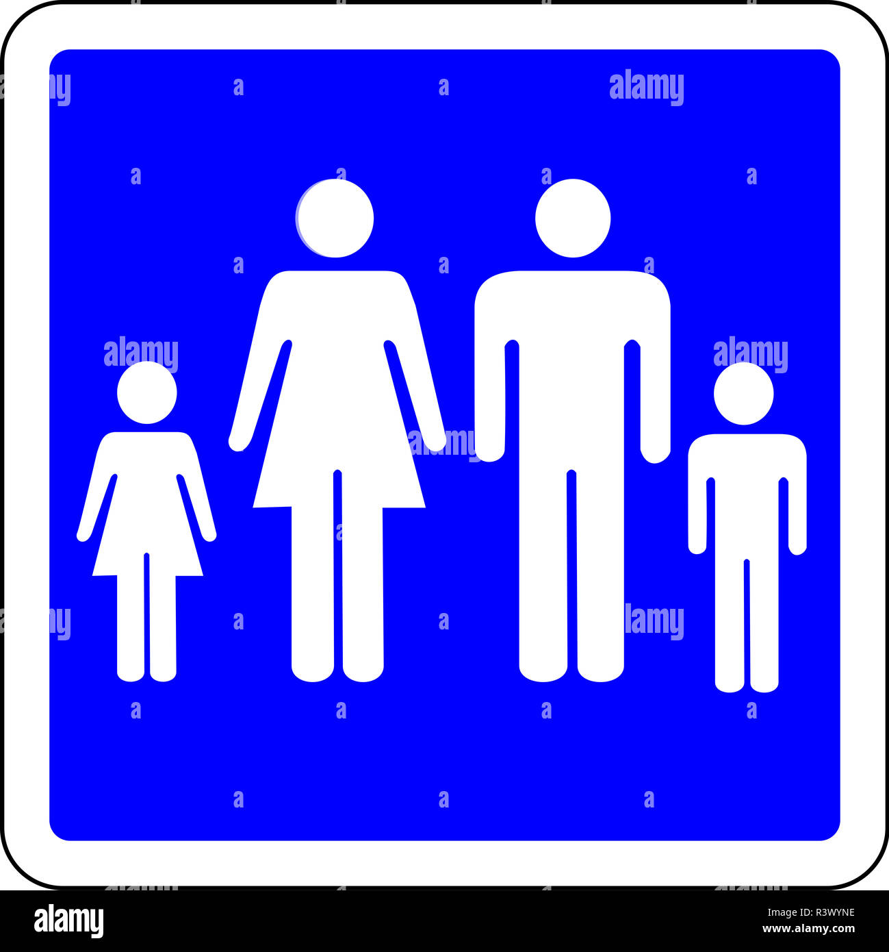 Family allowed blue sign Stock Photo - Alamy