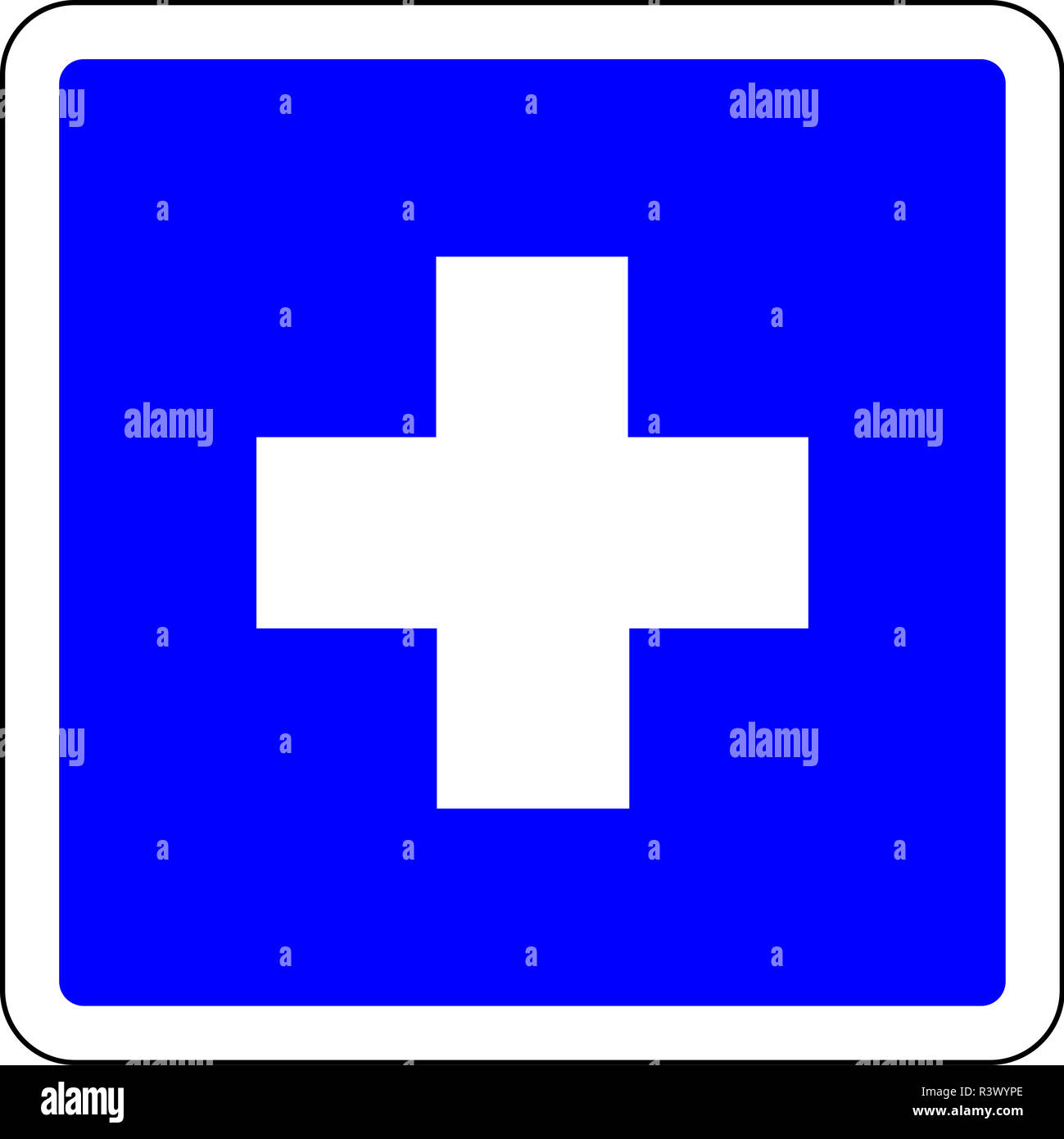 First aid available blue sign Stock Photo - Alamy