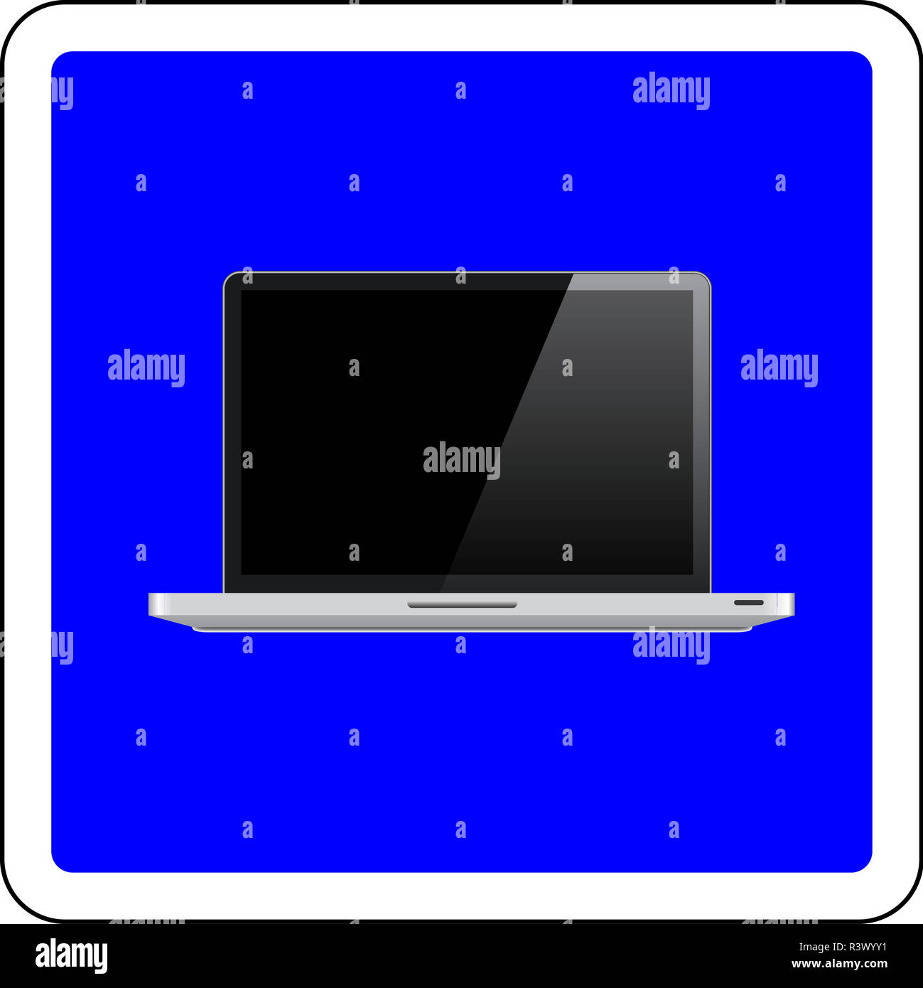 Laptop allowed blue sign Stock Photo - Alamy
