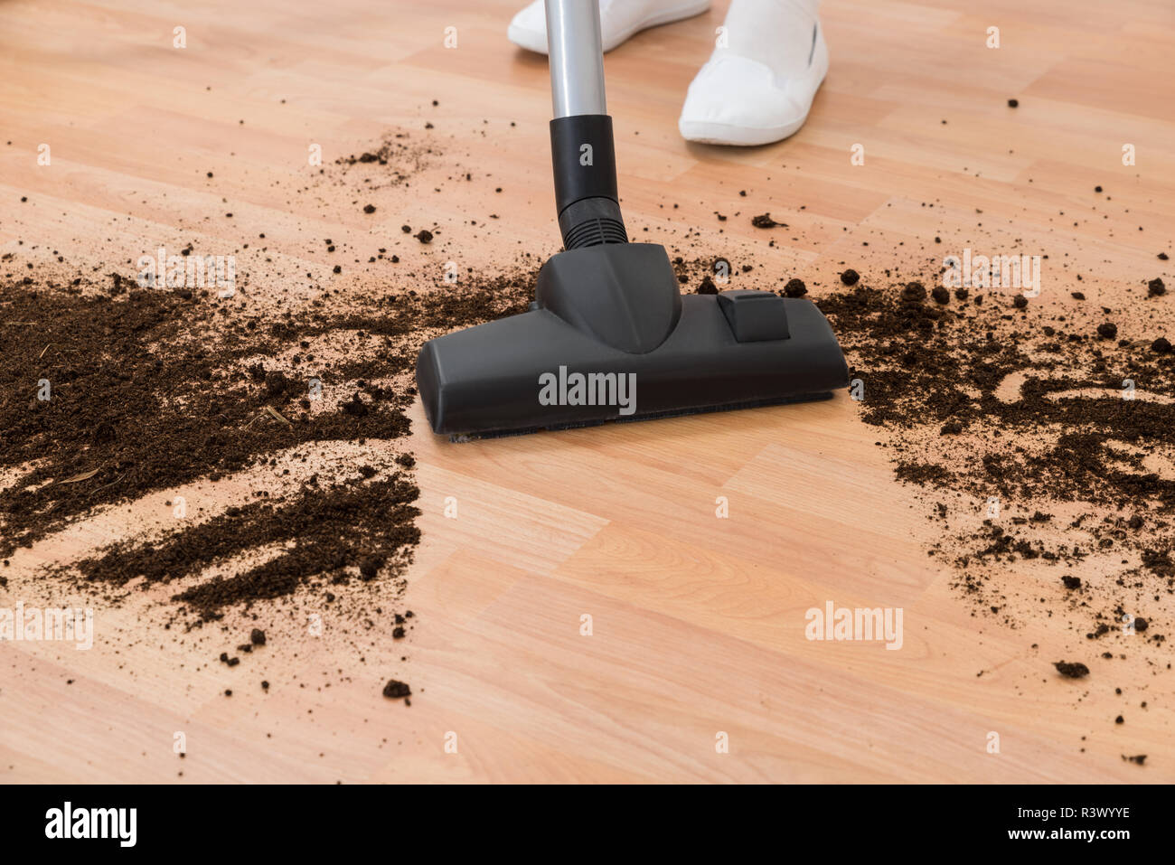 Person With Vacuum Cleaner Cleaning Floor Stock Photo - Alamy