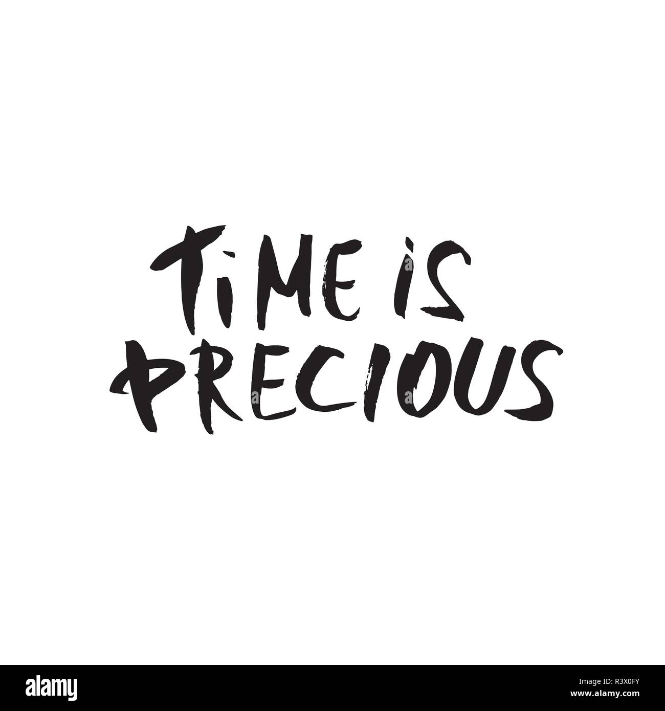 Time is precious vector quote. Handwritten brush lettering isolated on ...