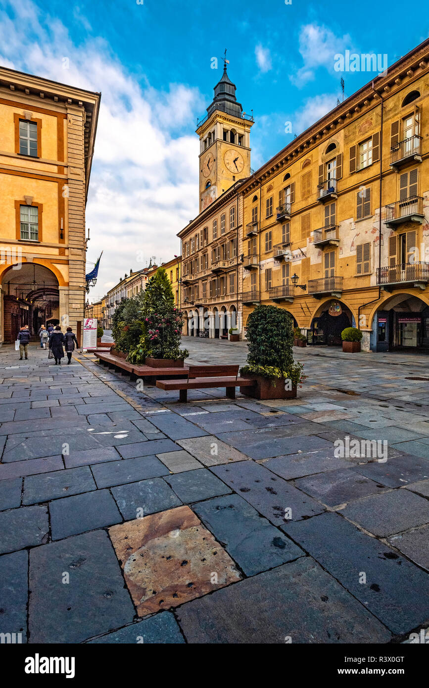 Italy Piedmont Cuneo Via Roma - View with Torre Civica Stock Photo - Alamy