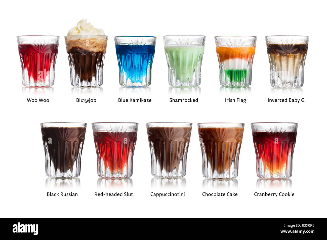 Shot cocktails isolated set Stock Photo - Alamy