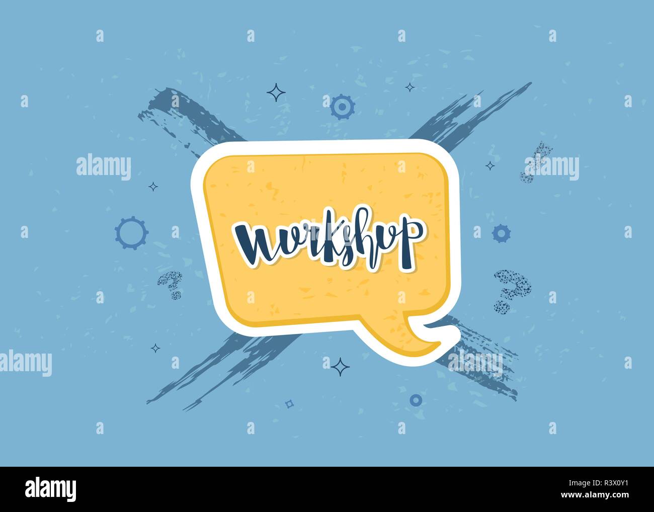 Workshop announcement composition. Template with handwritten lettering ...