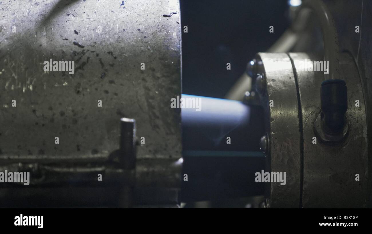 Pipes manufacturing production line. Manufacture of plastic water pipes ...