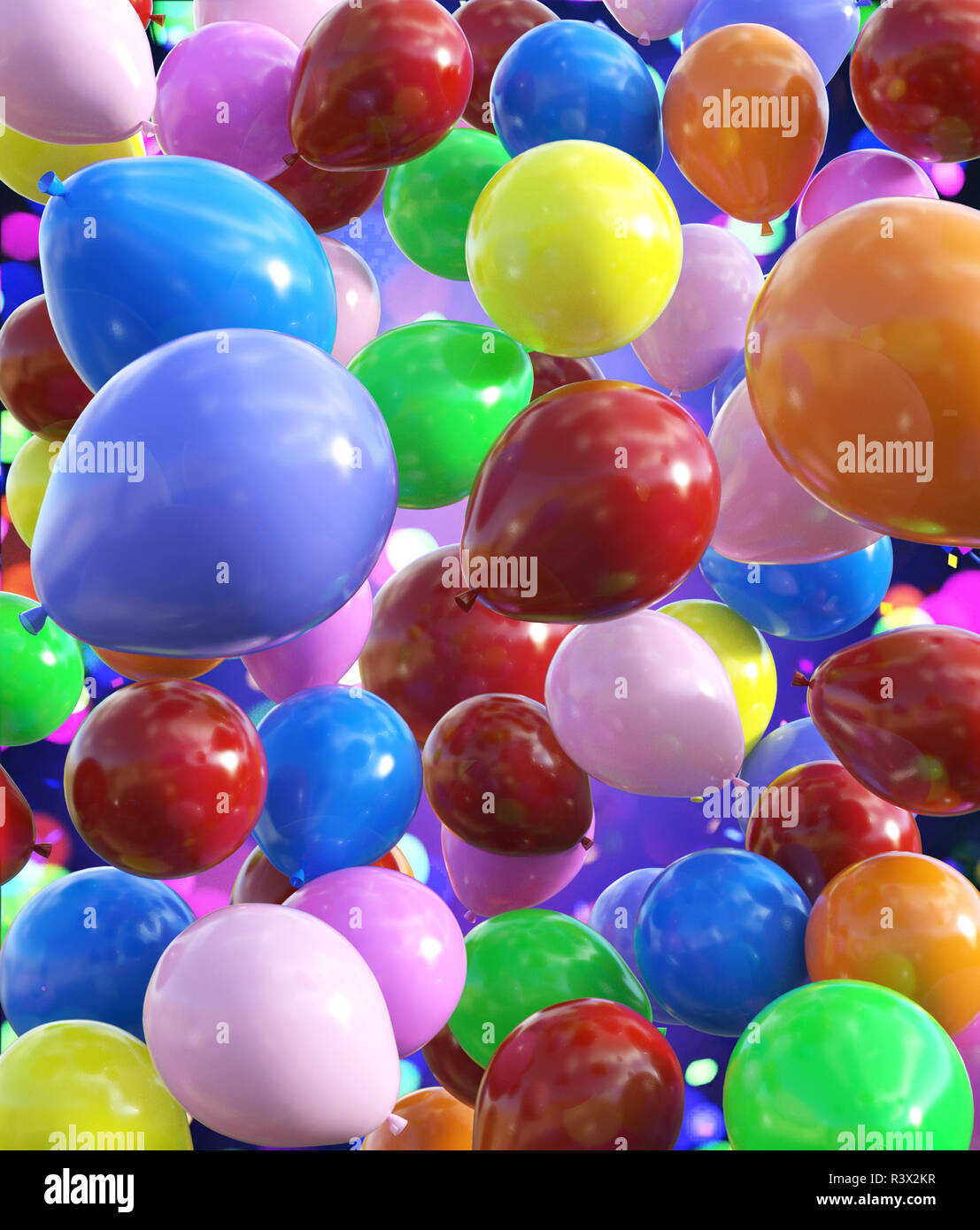 Colorful balloons decorated for festive background design,3d ...