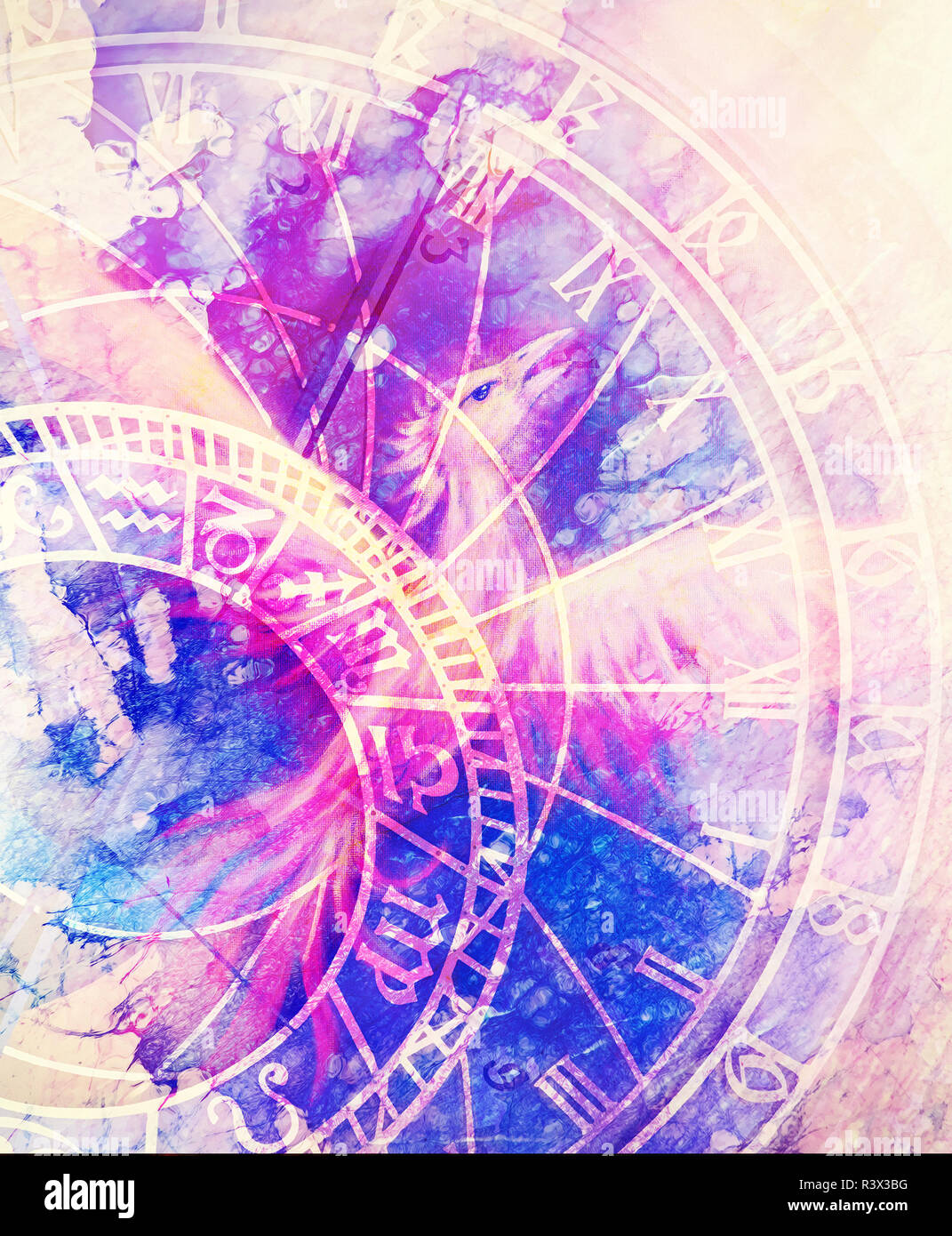 Flying phoenix bird as symbol of rebirth and new beginning and zodiac ...