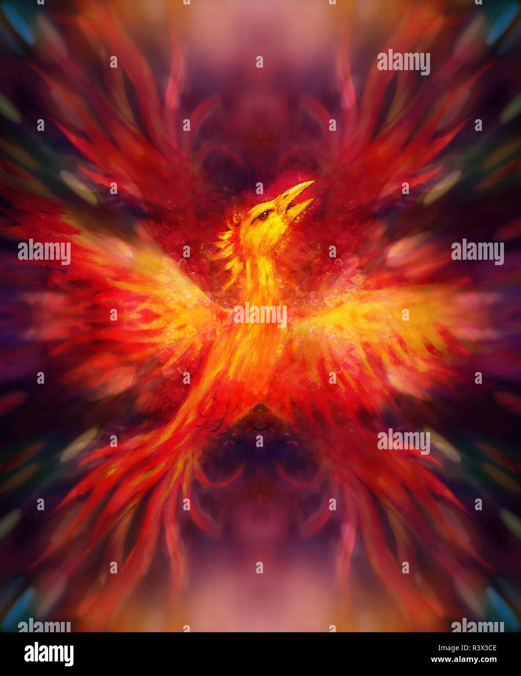 Flying phoenix bird as symbol of rebirth and new beginning Stock Photo ...