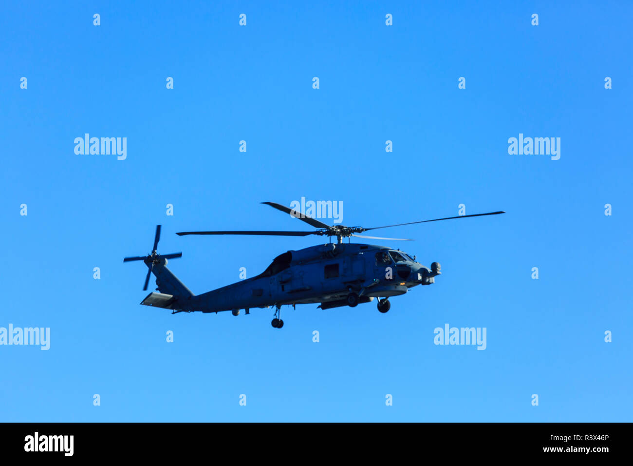 U.S. Navy Seahawk Helicopter, flying offshore from San Diego ...