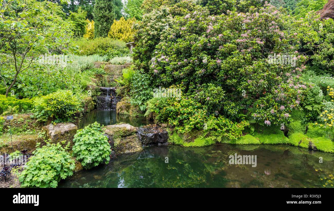 Colorful British castle garden during spring in Sussex, England Stock ...