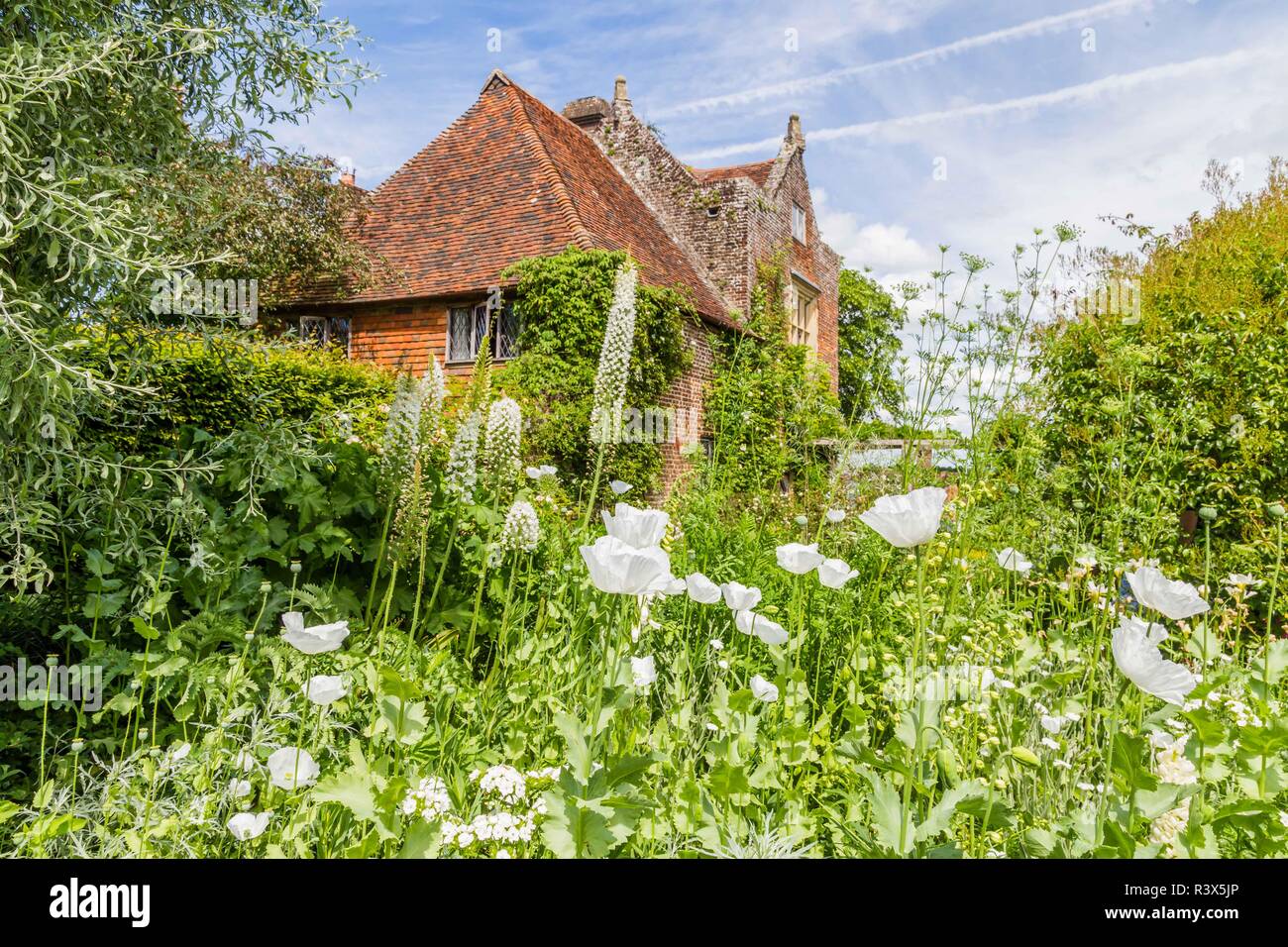 Colorful British castle garden during spring in Sussex, England Stock ...