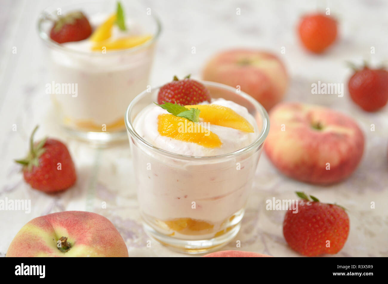 Peach Panna Cotta Stock Photo - Alamy