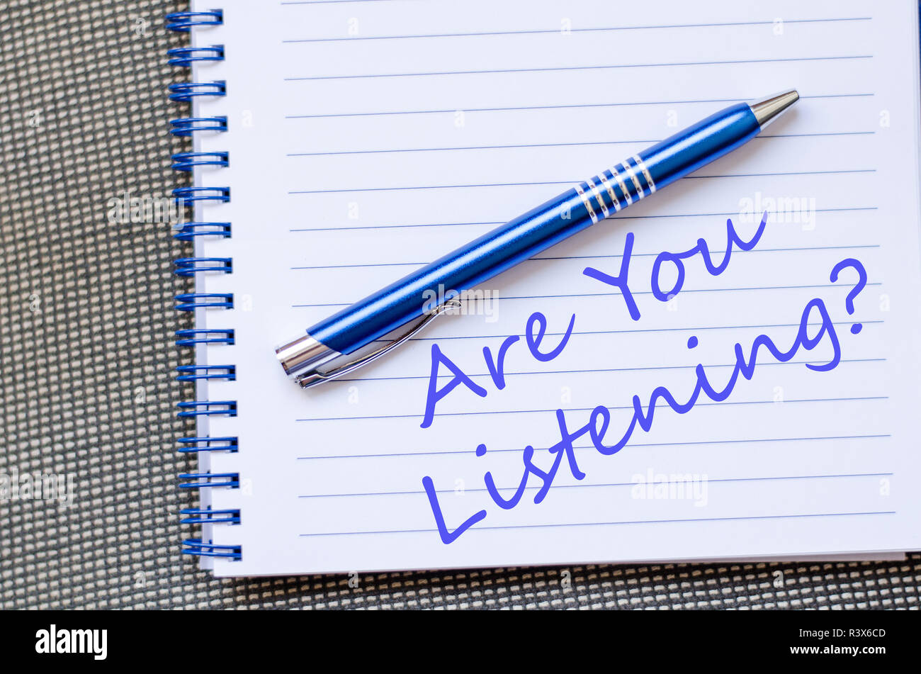 Are you listening text concept Stock Photo - Alamy