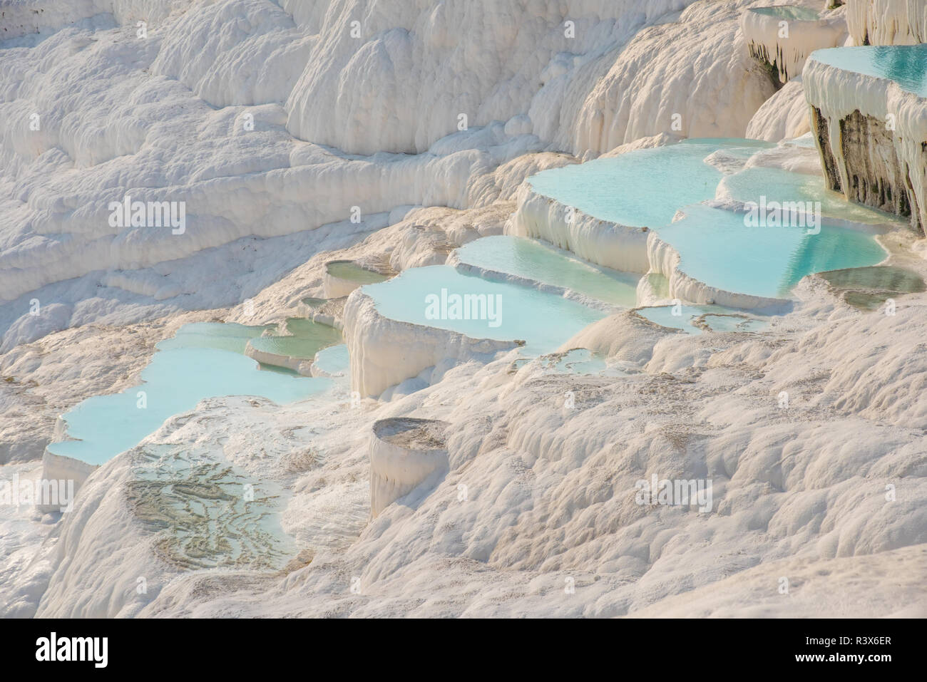 Pamukkale, natural pool with blue water, Turkey Stock Photo - Alamy