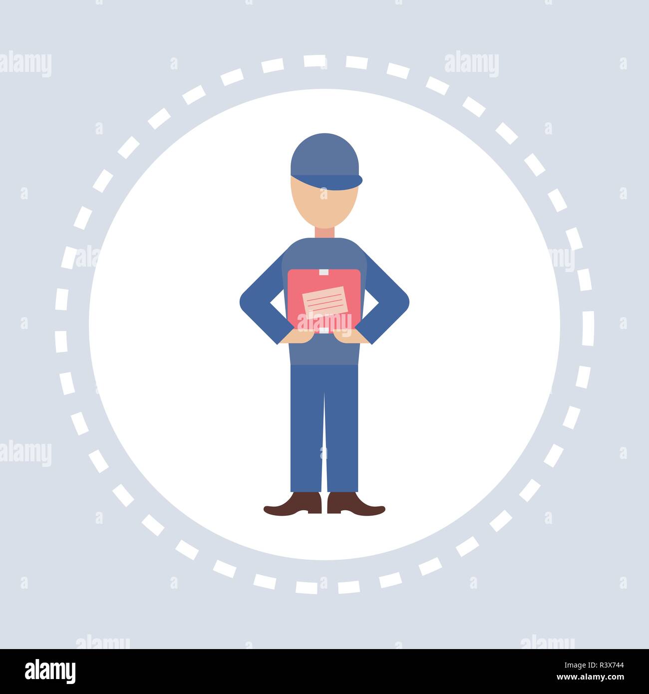 man courier hold post stamp envelope mail address letter shopping icon ...