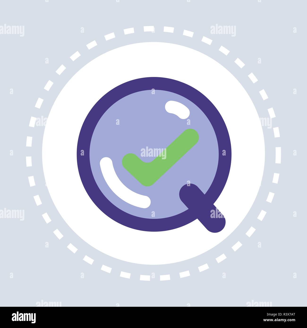 zoom magnifier with green check mark search shopping icon concept flat ...