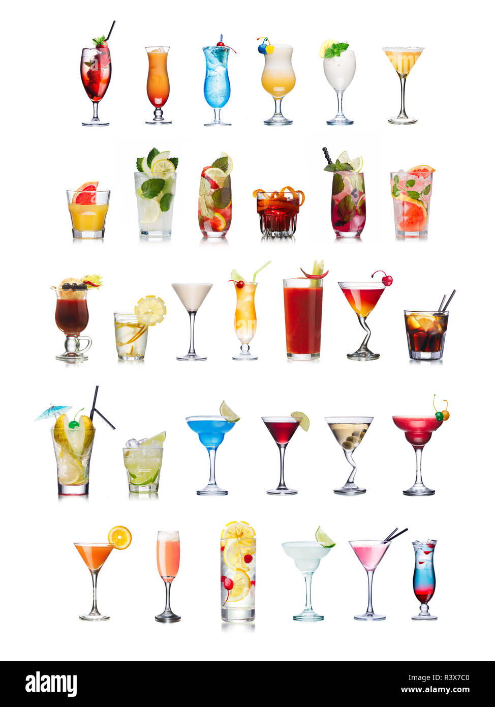 Popular alcoholic cocktails isolated on white Stock Photo - Alamy