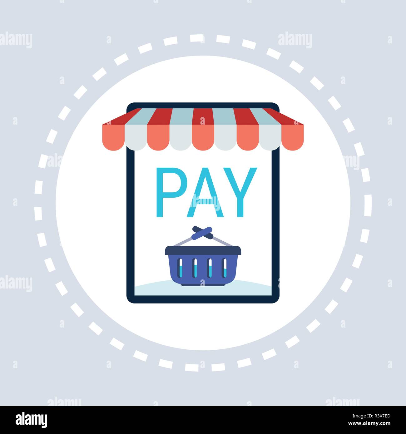 mobile application online shop pay button shopping icon concept flat ...