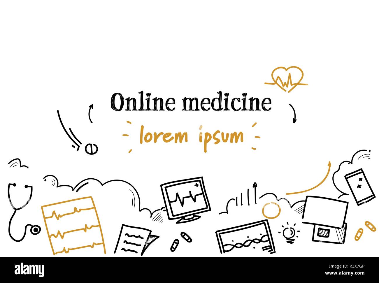 online medicine medical doctor consultation technology concept sketch ...