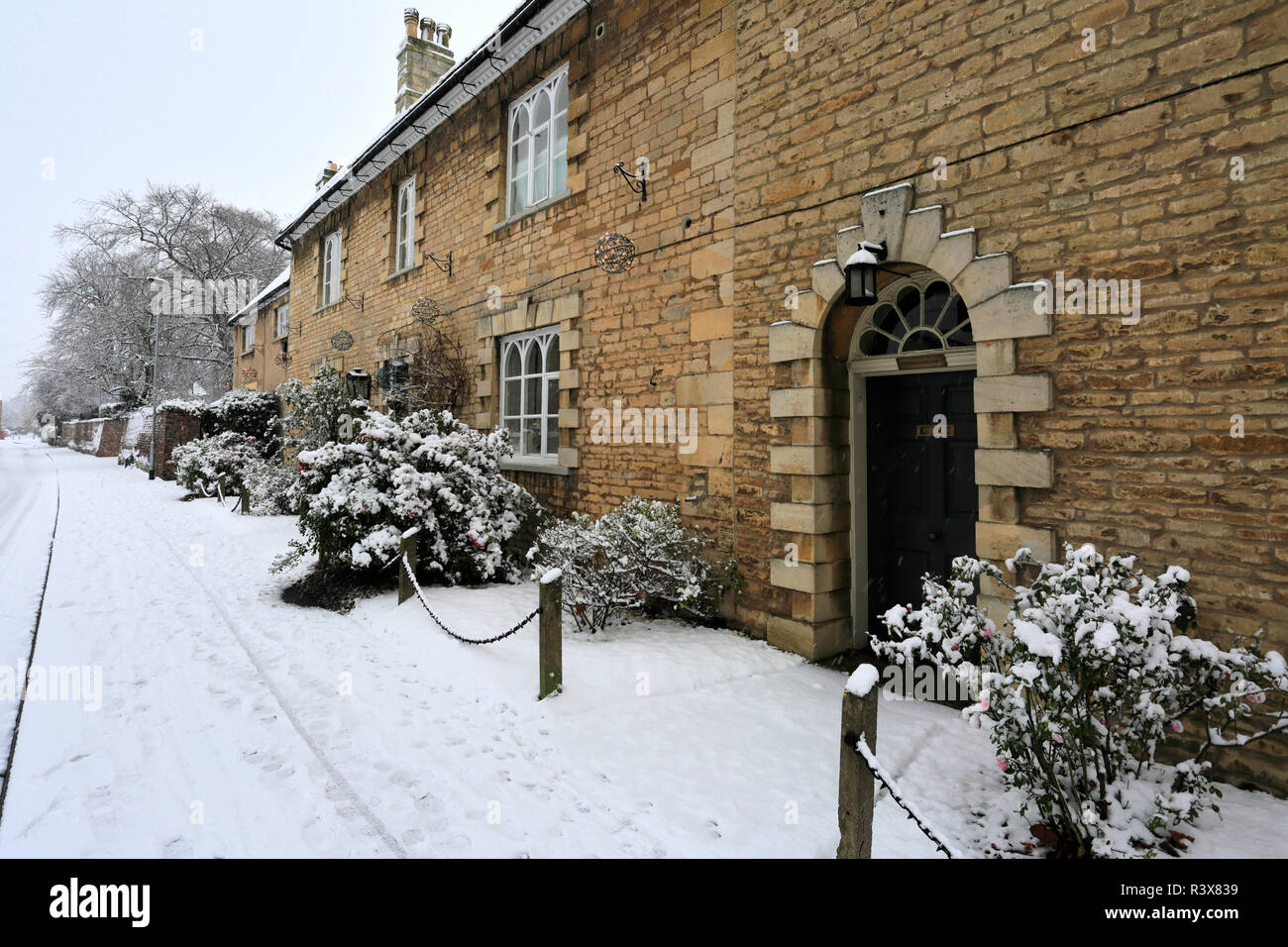 Snow on Werrington Hall, Hall Lane, Werrington Village, Cambridgeshire ...