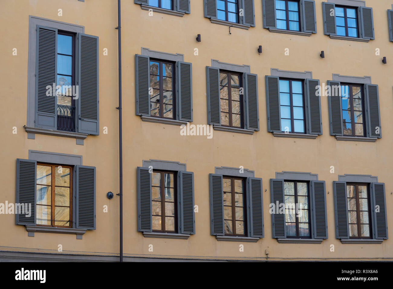 Windows of houses of old houses of Rome in Italy. Beautiful building ...