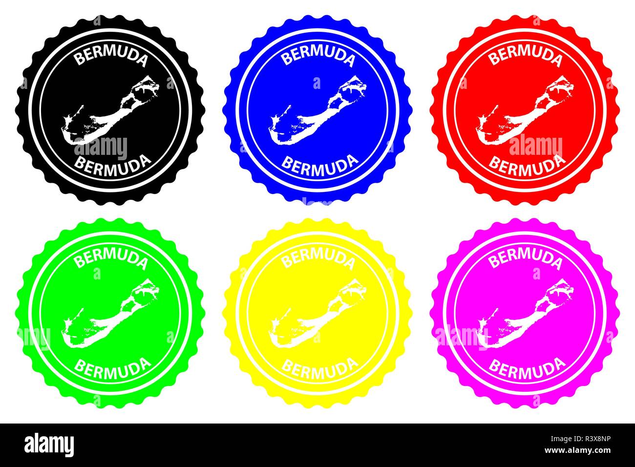 Bermuda - rubber stamp - vector, Bermuda map pattern - sticker - black ...
