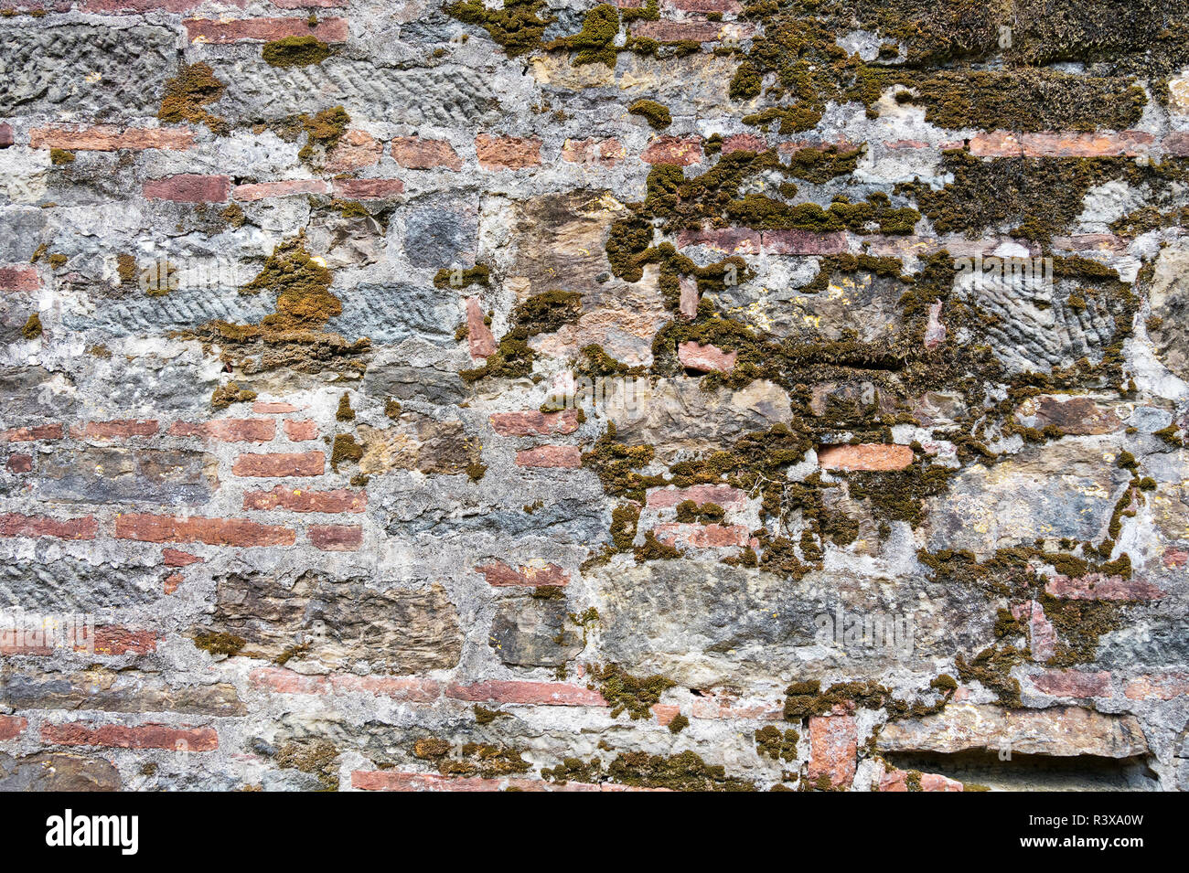Old brick wall overgrown with moss. Wall as background Stock Photo - Alamy