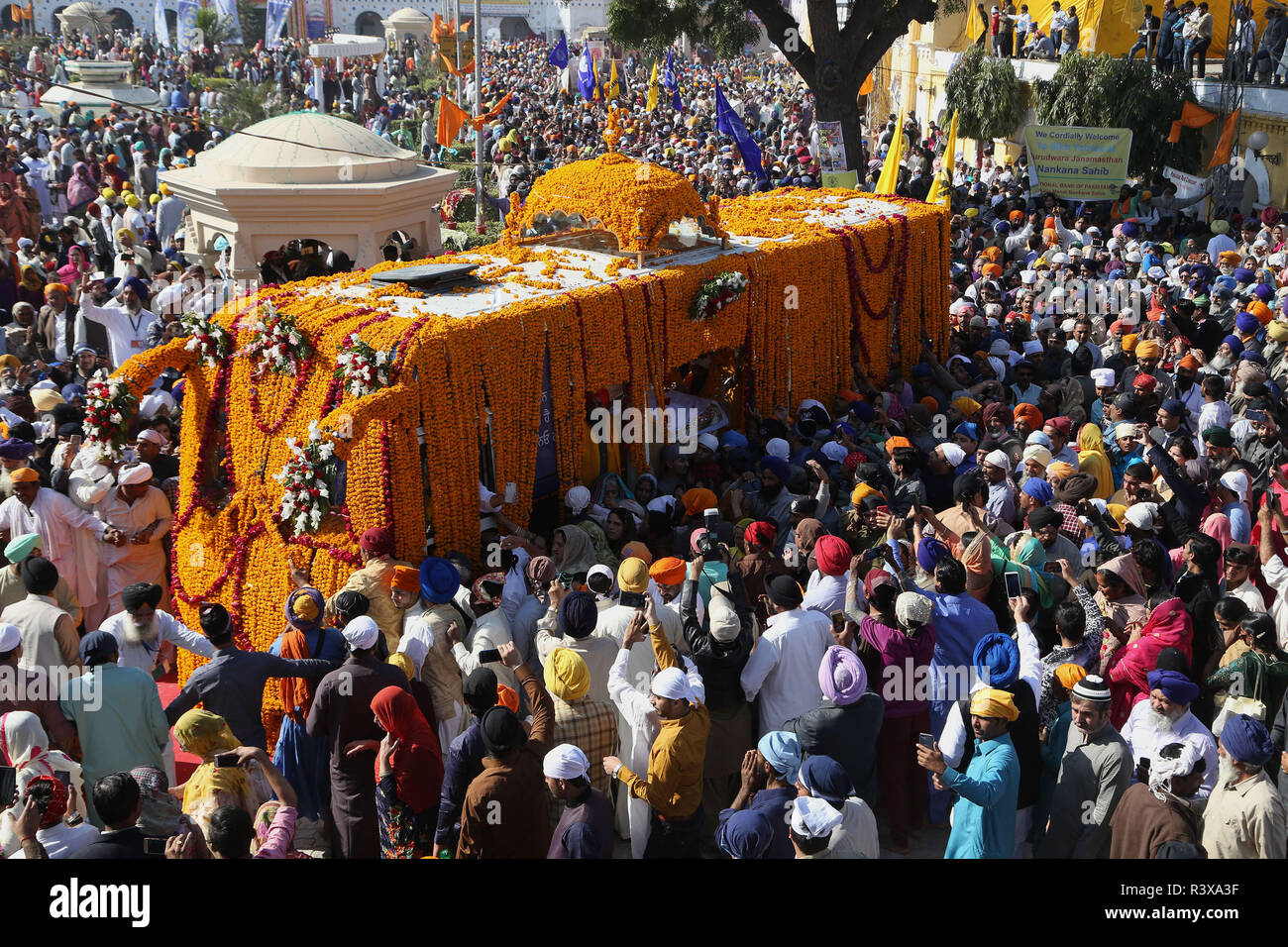 Sikh pilgrims pay respect, attending a religious festival and gather ...
