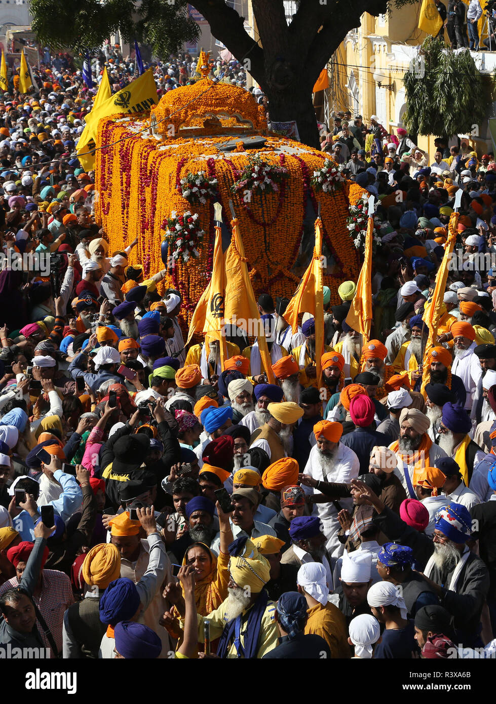 Sikh pilgrims pay respect, attending a religious festival and gather ...