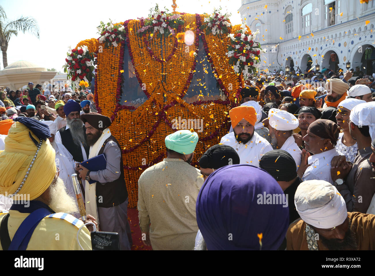 Sikh pilgrims pay respect, attending a religious festival and gather ...